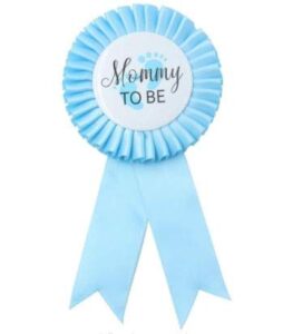 coolerthingsdg, mom to be tinplate badge pin - baby shower button new mom gifts gender reveals party baby boy blue rosette button baby celebration (sky blue)