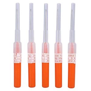 5pcs body piercing needles - shzdmh 14g gauge steel cartilage piercing catheter needles for lip tongue piercing tattoo supply (14g)