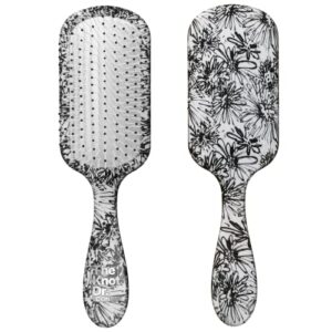 the knot dr. hair brush by conair - detangling hair brush - removes knots and tangles in wet or dry hair- hair brushes for women - floral print