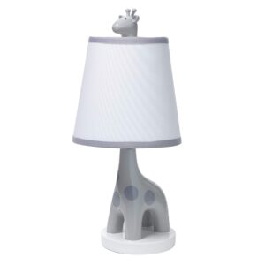 lambs & ivy giraffe and a half gray/white nursery lamp with shade and bulb