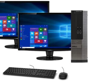 dell optiplex 3020 sff computer desktop pc, intel core i5 processor, 16gb ram, 120gb m.2 ssd, 2 tb hdd, new dual dell 19 inch monitor,wi-fi & bluetooth, windows 10 pro (renewed)