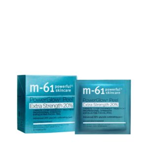 m-61 powerglow® peel extra strength 20% - 8 treatments - 1 minute, 1 step advanced 20% glycolic overnight exfoliating glow peel