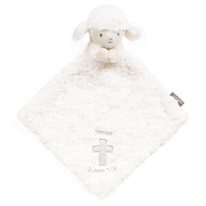 demdaco fuzzy white lamb loves me polyester plush children's rattle blankie