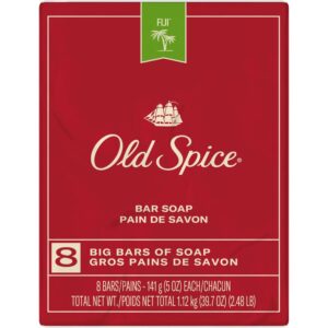 old spice bar soap for men, fiji scent, 8 bars, 5 oz each, 39.7 oz total, 39.7 oz