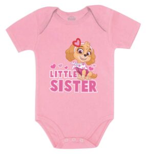 paw patrol skye little sister newborn outfit baby girl sibling infant bodysuit 12m (6-12m) pink