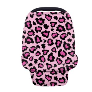 binienty multi use baby nursing cover, high chair/shopping cart/stroller cover, pink leopard cheetah stripe print, baby car seat cover canopy