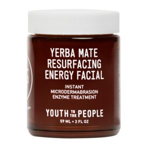 youth to the people yerba mate resurfacing energy facial (2 fl oz), microdermabrasion face scrub, smooths skin texture, active enzymes, sustainable micro-exfoliants, caffeine, vegan