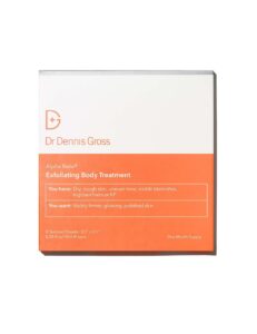 dr dennis gross alpha beta exfoliating body treatment | multi-tasking powered by aha/bhas for smooth, hydrated skin while improving ingrown hairs, keratosis pilaris, and blemishes | 8 textured towels