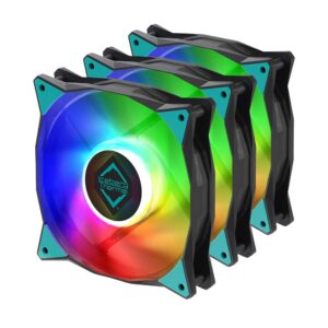 iceberg thermal icegale addressable rgb 120mm pwm dual ball bearing argb case fan ((3-pack) black)