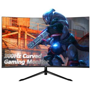 z-edge ug32f 32-inch curved gaming monitor 16:9 1920x1080 200hz frameless led gaming monitor, amd freesync premium display port hdmi built-in speakers