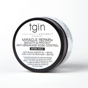 thank god it's natural tgin miracle repairx smooth & nourish edge control for for damaged hair - repair - protect - restore - 4 ounces