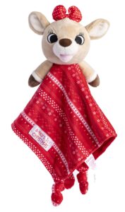 kids preferred rudolph the red-nosed reindeer clarice plush stuffed animal snuggler lovey security blanket, 12.5 inches