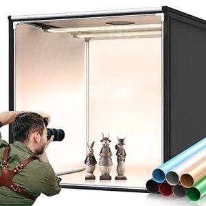 fositan bi-color photo light box 35’’/90cm portable shooting tent photo box with 7 color backgrounds, 252 led beads, 360 degree rotated light board, 2600-8500k(±200k), cri 92+