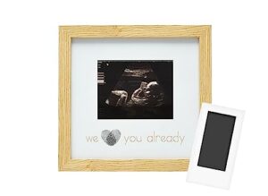 reece studio thumbprint sonogram picture frame, gender neutral baby keepsake frame, family keepsake, with included ink pad for mom and dad's thumbprints