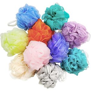 10 pcs mesh loofah sponges,colorful loofah sponge shower,mesh soft pouf shower