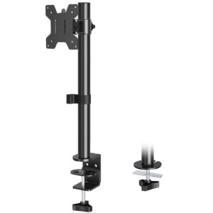 mountup single monitor mount, adjustable monitor stand for max 32 inch flat curved computer screen, monitor arm desk mount fit vesa 75x75& 100x100, up to 17.6lbs, with c-clamp and grommet base, black