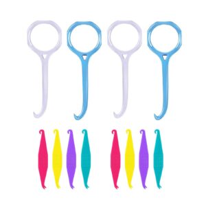 aligner remover tool and dental elastic rubber bands placers for braces, hrasy oral care accessories, 12 pieces, blue&white