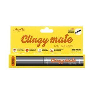 amorus clingy mate lash adhesive silicone tip (black) long-lasting, waterproof, formaldehyde-free, mess-free application