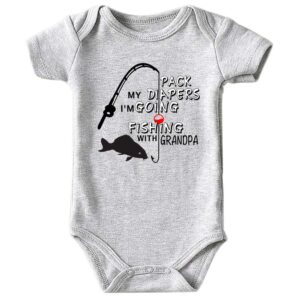 azzwnee fish with grandpa baby boy clothes unisex funny baby girl baby bodysuit 0-3 months (gray,3-6m)