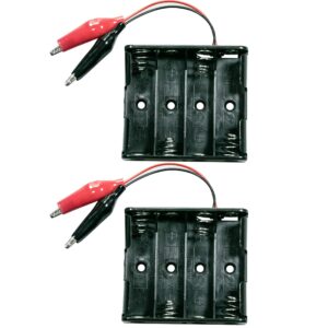 risingsaplings 4 slots 4x 1x4 1.5v total: 6v aa battery holder box with alligator clip easy to use (pack of 2)