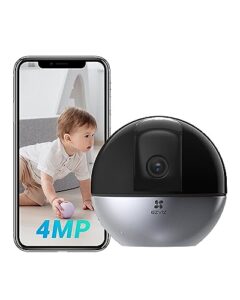 ezviz 4mp indoor camera ptz with ai human detection, 2k pan tilt security, baby/pet monitor, night vision, 4x auto-zoom, motion tracking | c6w