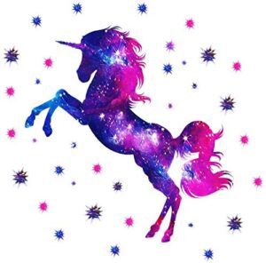 gusuhome unicorn wall stickers for girls bedroom galaxy unicorn wall decal stickers for kids removable wallpaper decals art for children bedrooms nursery christmas birthday party decoration