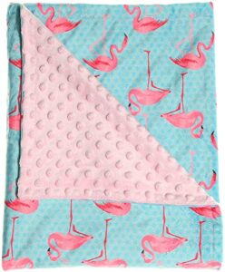 baby blanket super soft minky blanket with double layer dotted backing pink flamingo security blanket for newborns nursery stroller receiving toddlers crib bedding for boy or girl(30 x 40 inch)