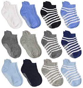 aminson anti slip non skid ankle socks with grips for baby toddler kids boys girls assorted a 1-3t