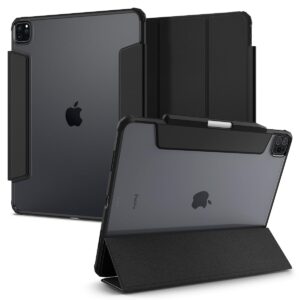 spigen ultra hybrid pro designed for ipad pro 12.9 inch case m2 6th generation (2022) / 5th generation (2021) with clear transparent back and pencil holder - black