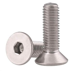 50 pcs m4-0.7 x 20mm flat head socket cap screws bolts, stainless steel 18-8 (304), bright finish, allen socket drive,machine screws inner hex screw fasteners bolts