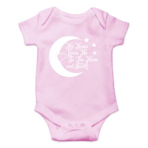 my nana loves me to the moon and back - funny baby essentials bodysuit - newborn boy clothes (6 months, pink)