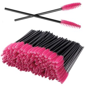 100pcs disposable eyelash mascara brushes for eye lashes extension eyebrow and makeup(rose)