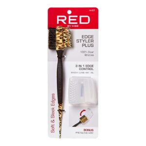 red by kiss professional 3 in 1 edge brush. comb. rat-tail brush with case