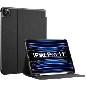 procase ipad pro 11 inch case 2022 2021 2020 2018, slim stand protective folio case smart cover for ipad pro 11" 4th 3rd 2nd 1st gen - black