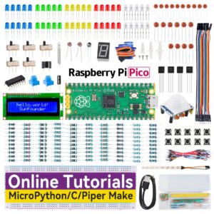 sunfounder starter kit for raspberry pi pico with 40 projects online tutorials, micropython c piper make code, one-stop learning electronics and programming for raspberry pi arduino beginners experts