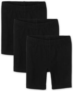 the children's place baby girls and toddler bike shorts, black 3 pack, 12-18 months us