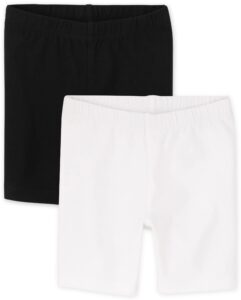 the children's place baby girls and toddler bike shorts, black/white 2 pack, 12-18 months us