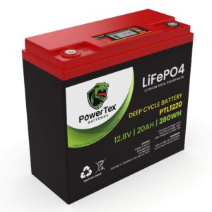 powertex batteries 12v 20ah 264wh lithium ion lifepo4 deep cycle rechargeable battery - 5-10 year battery life - sla drop-in replacement for rv, marine, electric scooters, wheelchairs & more!