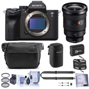 sony alpha a7s iii mirrorless camera with 16-35mm f/2.8 lens bundle with peak design 6l everyday sling v2 black, slidelite strap, extra battery, filter kit, case and accessories