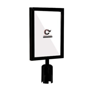 crowd control warehouse stanchion post top sign frame, 8.5 x 11 inch vertical black steel