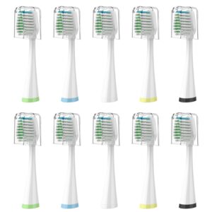 replacement brush heads for smile bright platinum sonic electric toothbrush, soft bristles, 10-pack, with covers