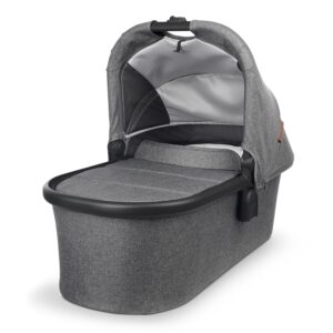 uppababy bassinet/compatible with vista, cruz, ridge, minu strollers/overnight sleep solution/mattress, sheet, and bug shield included/greyson (charcoal mélange/carbon frame)