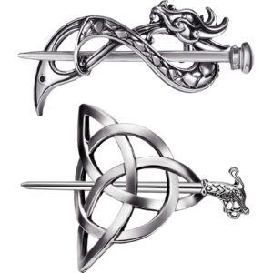 willbond 2 pcs celtic knot dragon hairpins - viking triangle hair clips and slides in jewelry style for women and ladies