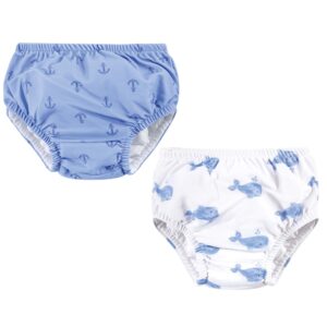 hudson baby unisex baby swim diapers, blue whale navy anchor, 3 toddler