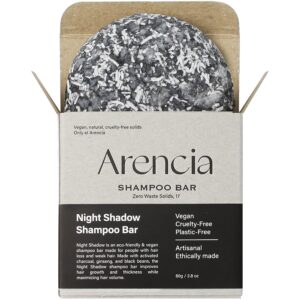 arencia night shadow biotin shampoo bar for regrowth & hair loss, darkening, gray hair | strengthening & volumizing | normal to oily hair | vegan, natural, ph balanced, sulfate free