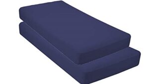 100% jersey knit cotton fitted crib sheet, for standard crib and toddler mattresses solid navy, soft & breathable, for boys and girls, size 28"x 52"x 9’’ pack of 2