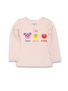 isaac mizrahi loves sesame street elmo toddler baby long sleeve t-shirt tee (2t, light pink)