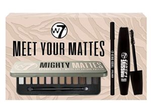 w7 - meet your mattes gift set - eyeshadow, mascara & eyeliner makeup kit - perfect, cruelty free makeup gift set