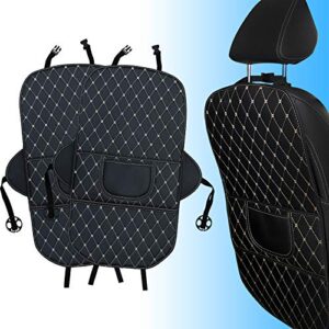 aiydachy kick mats back seat protector 2 pack car back seat cover premium fabric odor free protect your leather seat with 2 storage pocket