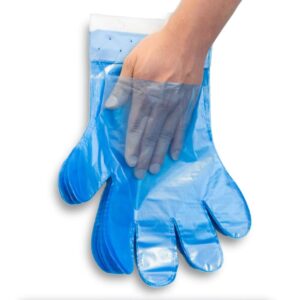 tronex blue poly disposable gloves with hang tabs, unisize, food prep plastic glove, wall hanging poly gloves (unisize, 2000, count)